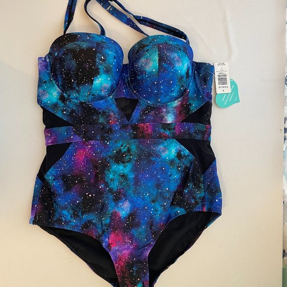 torrid | Swim | Torrid Swimsuit 2x One Piece Push Up Galaxy Mesh Cut ...